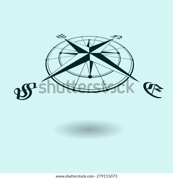 Dark Blue Wind Rose Isolated Shadow Stock Vector (Royalty Free ...