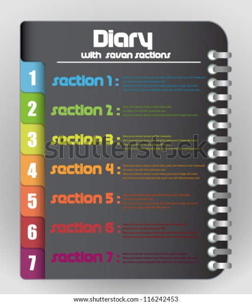 Dark Diary Color Sections Stock Vector (Royalty Free) 116242453