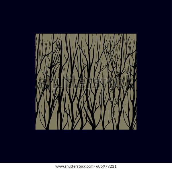 Dark Forest Silhouette Vector Illustration Black Stock Vector (Royalty ...