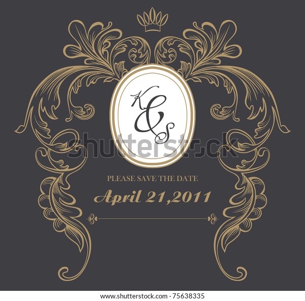 Dark Formal Card Design Best Wedding Stock Vector (Royalty Free) 75638335