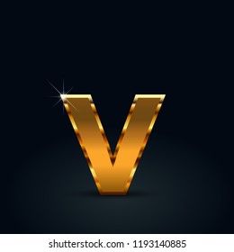 Golden Letter V Lowercase 3d Render Stock Illustration 1352250692