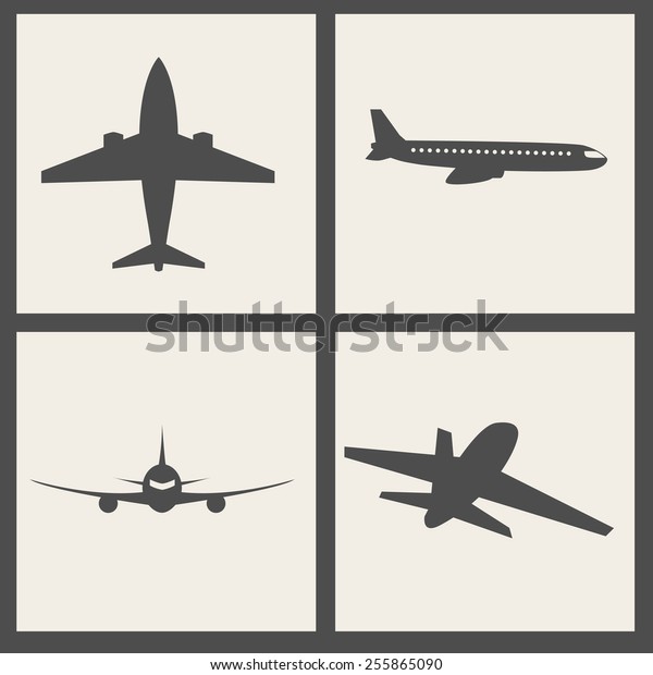 Dark Gray Vector Airplane Icons Stock Vector (Royalty Free) 255865090