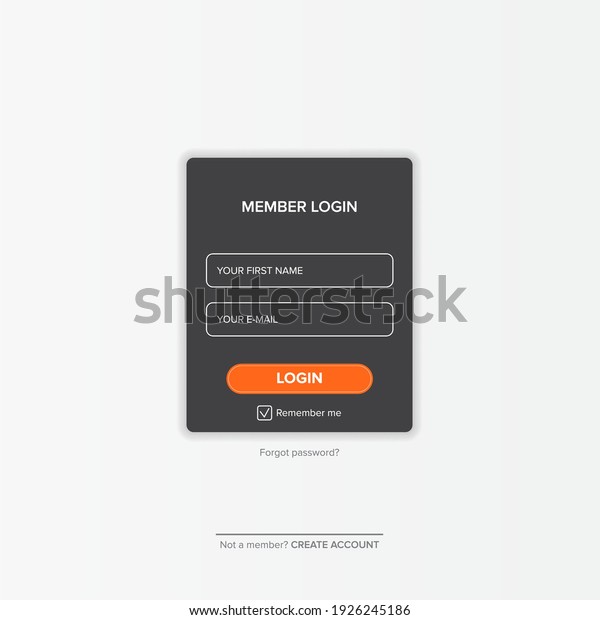 Dark Grey Login Form Web Page Stock Vector (Royalty Free) 1926245186 ...