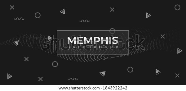 Dark Memphis Background Trendy Geometric Shapes Stock Vector (Royalty ...