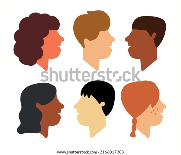 Dark People Faces Different Communities White Stock Vector (Royalty ...