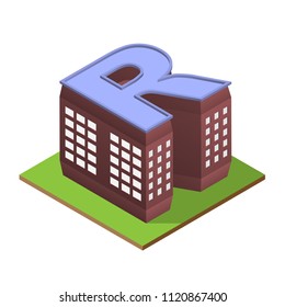Dark Red Isometric Building Letter R Stock Vector (Royalty Free ...