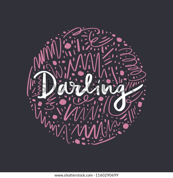 Darling Hand Drawn Lettering Poster Postcard Stock Vector (Royalty Free ...
