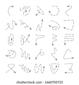 Dash Line Arrow Icons Vector Set Stock Vector (Royalty Free) 1660703716