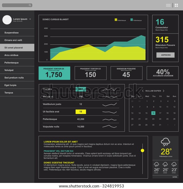 Dashboard Admin Template Design Stock Vector (Royalty Free) 324819953