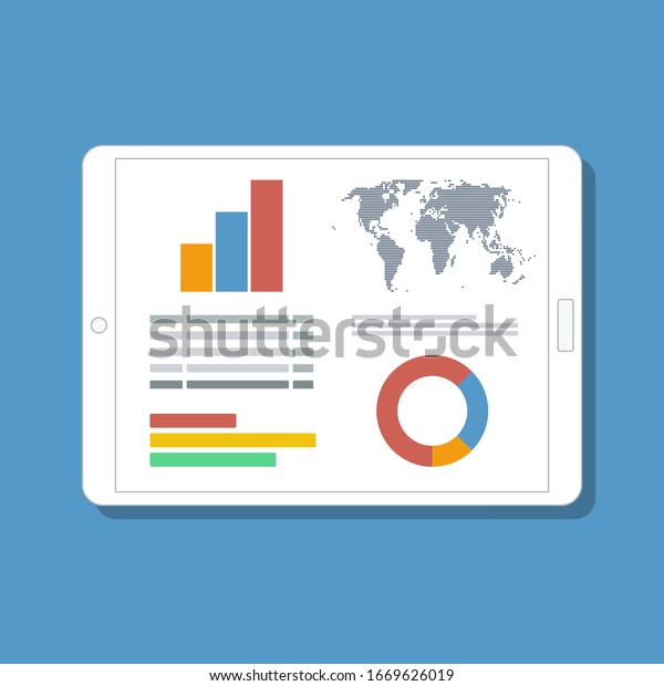 Dashboard Bar Charts World Map On Stock Vector (Royalty Free ...