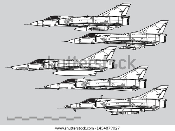 Stock vektor „Dassault Mirage 3 Outline Vector Drawing“ (bez autorských ...