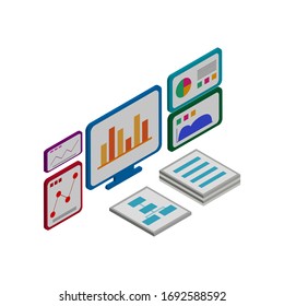 Laptop Computer Displaying Statistics Analytics Data Stock Vector ...