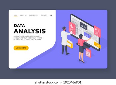 Data Analysis Landing Page Banner Template Stock Vector (Royalty Free ...