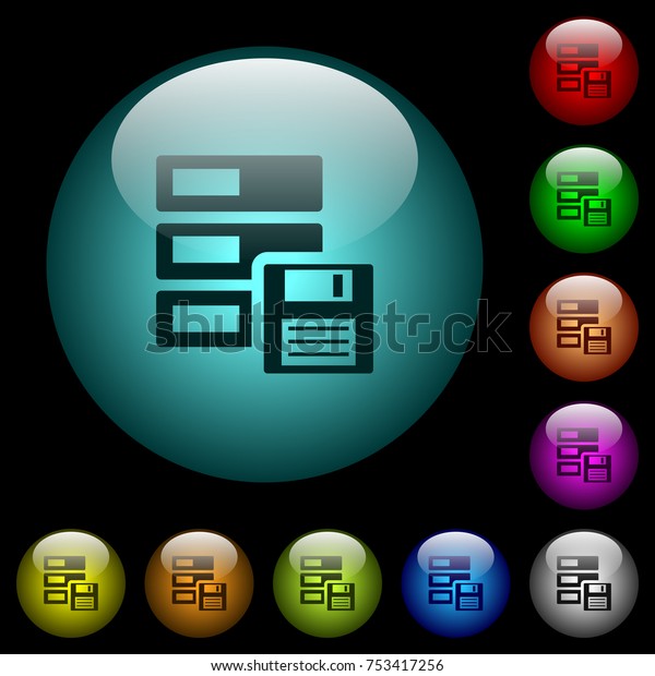 Data Backup Icons Color Illuminated Spherical Stock Vector (Royalty ...