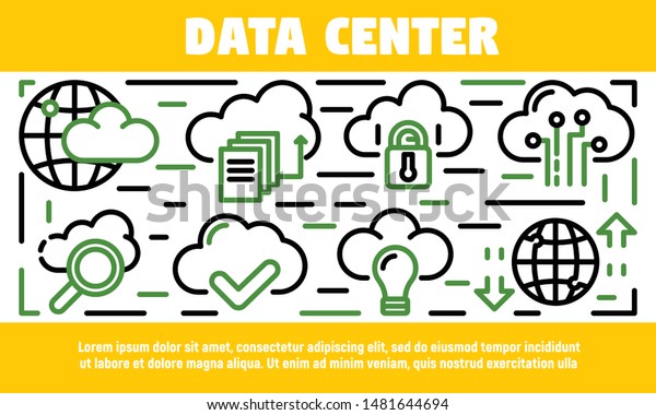 Data Center Banner Outline Illustration Data: เวกเตอร์สต็อก (ปลอดค่า ...
