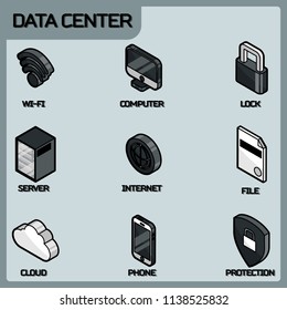 Data Center Color Outline Isometric Icons: เวกเตอร์สต็อก (ปลอดค่า ...