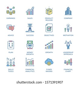 Data Growth Conceptual Filled Line Icons Stock Vector (Royalty Free ...