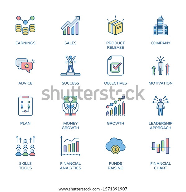 Data Growth Conceptual Filled Line Icons Stock Vector (Royalty Free ...