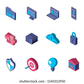 Data Internet Technology Isometric Icons Set Stock Vector (Royalty Free ...