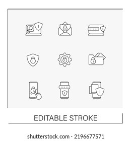 Data Privacy Line Icons Set Protect Stock Vector (Royalty Free ...