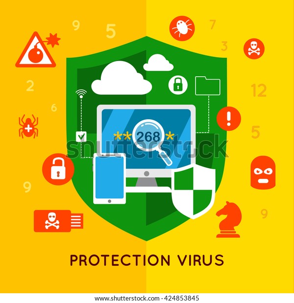Data Protection Flat Poster Many Different Stock Vector (Royalty Free ...