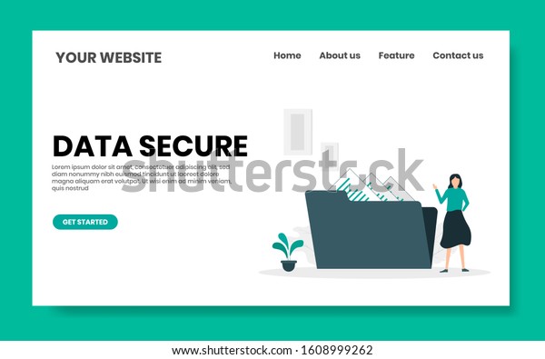 Data Secure Illustration Concept People Saving Stock Vector (Royalty ...