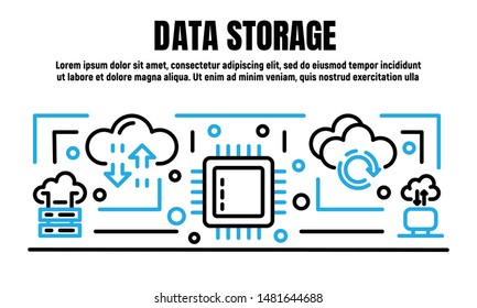 Data Storage Banner Outline Illustration Data Stock Vector (Royalty ...