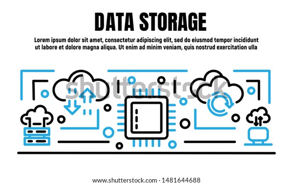 Data Storage Banner Outline Illustration Data Stock Vector (Royalty ...