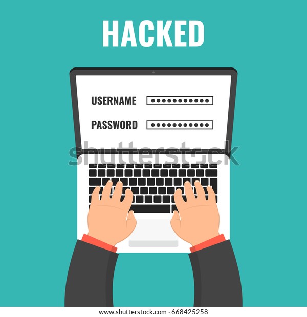 Data Theft Hacker Breaks Into Computer Stock Vector Royalty Free 668425258