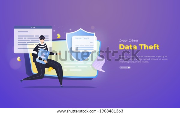 Data Theft Illustration Cyber Crime About Stock Vector (Royalty Free ...