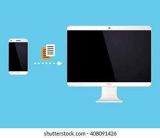 Vektor Stok Data Transfer Pc Hand Phone Vector (Tanpa Royalti ...
