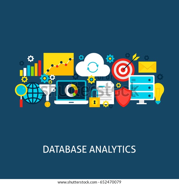 Database Analytics Flat Concept Poster Design Stock Vector (Royalty ...