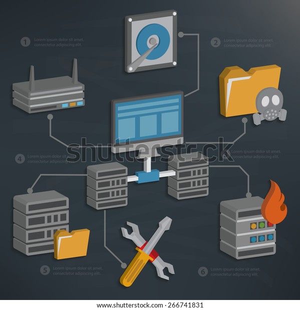 Database Server Technology On Blackboard Backgroundclean Stock Vector ...