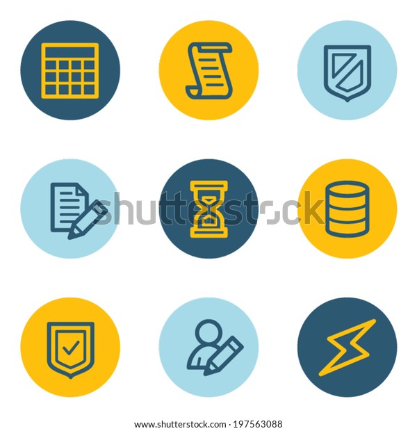 Database Web Icons Blue Yellow Circle Stock Vector (Royalty Free ...
