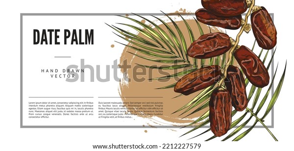 Date Palm Horizontal Banner Template Branches Stock Vector (Royalty ...