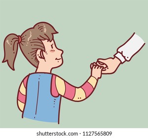 Daughter Holding Parent Hand Stock Vector (Royalty Free) 1127565809 ...