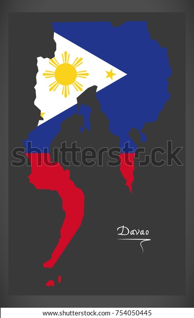 Davao Map Philippines Philippine National Flag Stock Vector (Royalty ...