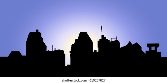 Dawn City Skyline Vector Stock Vector (Royalty Free) 610257827 ...