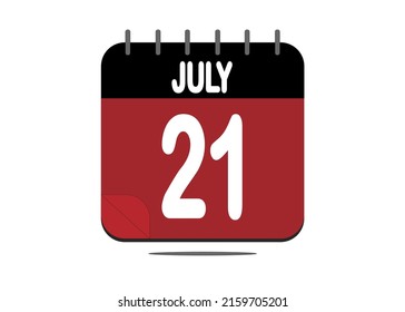 Day 21 July 21 Calendar Design Stock Vector (Royalty Free) 2159705201 ...