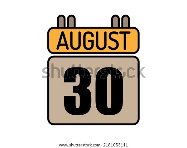 Day 30 August Calendar Icon Calendar Stock Vector (Royalty Free ...