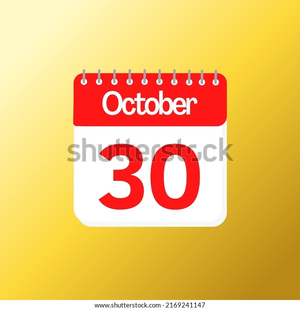 Day 30 October Month Red Calendar Stock Vector (Royalty Free ...