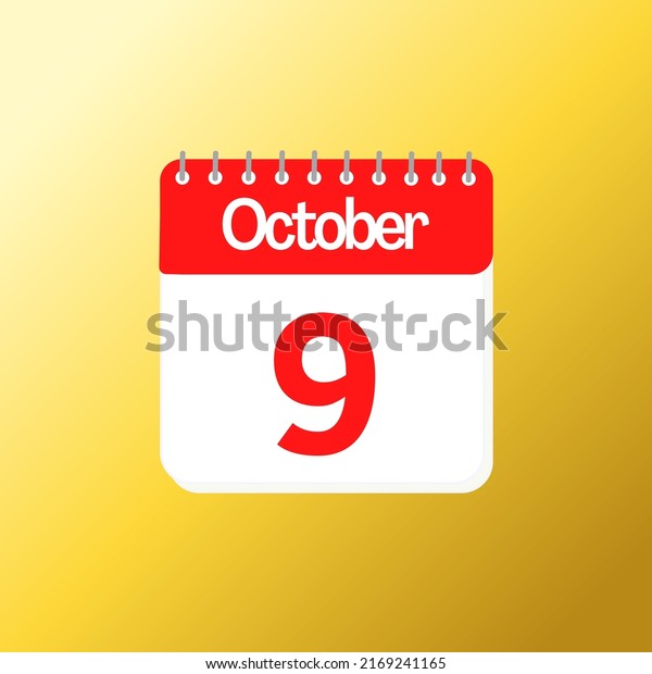 Day 9 October Month Red Calendar Stock Vector (Royalty Free) 2169241165 ...