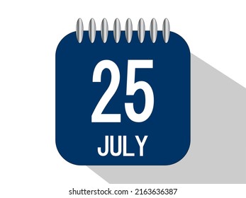 Day Calendar Date July 25 July Stock Vector (Royalty Free) 2163636387 ...