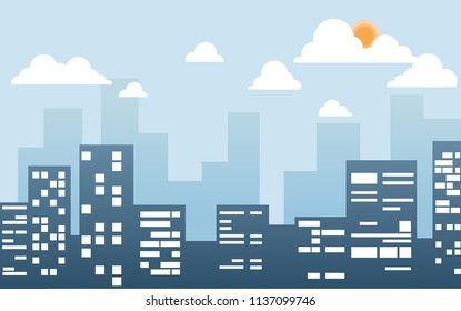 Day City Skyline Vector Cityscape Background Stock Vector (Royalty Free ...