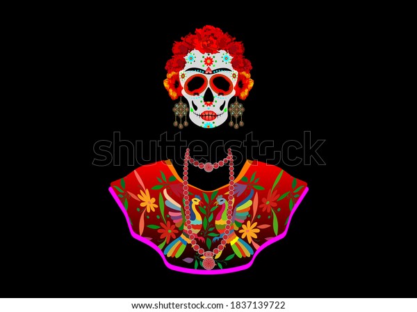 Day Dead Catrina Character Mexican Popular Stock Vector (Royalty Free ...