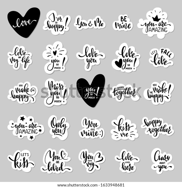 Day Hand Lettering Sticker Set Love Stock Vector (Royalty Free ...