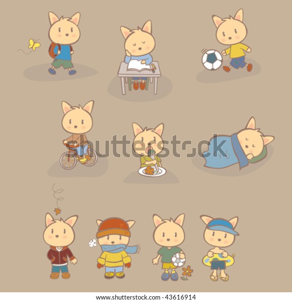 Day Life Boy Vector Illustration Characters Stock Vector (Royalty Free ...