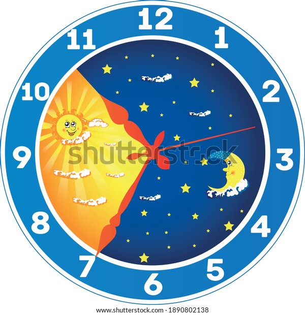 Day Night Clock Clipart Stock Vector (Royalty Free) 1890802138 ...