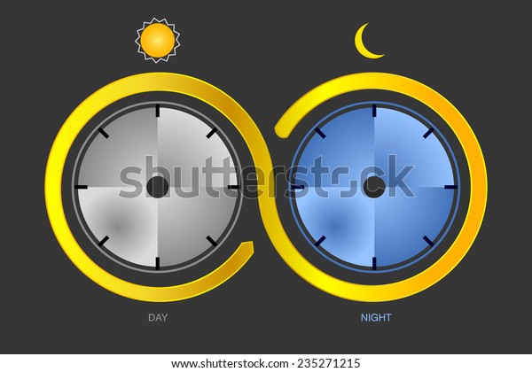 Day Night Clock Info Graphic Background Stock Vector (Royalty Free ...