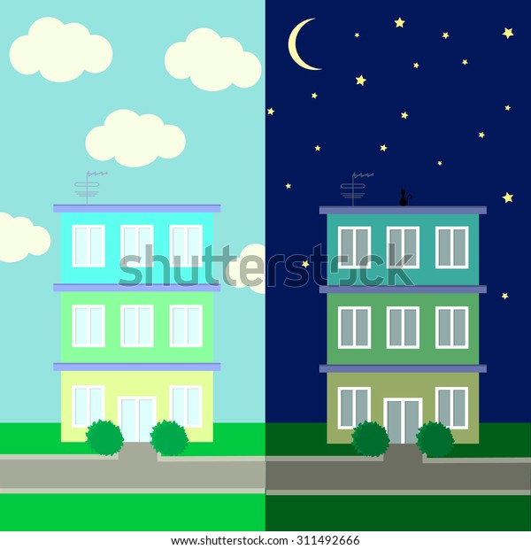 Day Night House Stock Vector (Royalty Free) 311492666 | Shutterstock